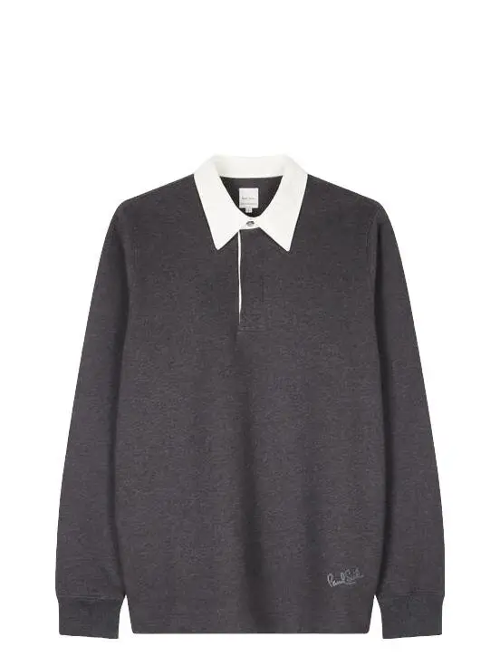 Paul Smith Contrast Collar Marl Sweatshirt - Grey