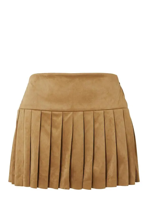 Norma Kamali Pleated Brushed Mini Skirt - Brown