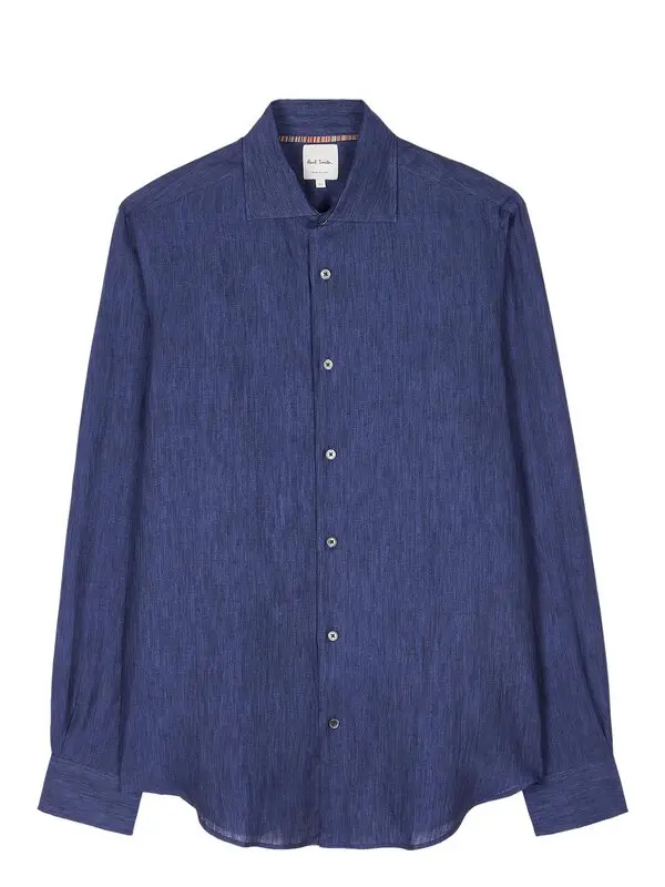 Paul Smith Slim-fit Indigo Linen Shirt - Blue