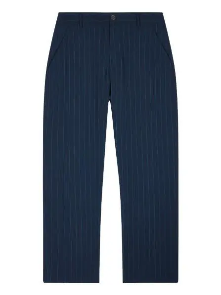 Paul Smith Pinstripe Wool Seersucker Wide Leg Trousers - Blue