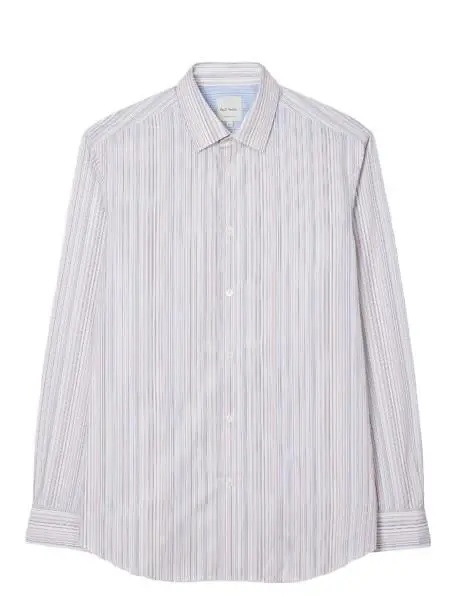 Paul Smith Tailored-fit Cotton Subtle 'signature Stripe' Shirt - White