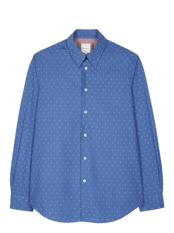 Paul Smith Cotton Poplin Polka Dot Shirt - Blue