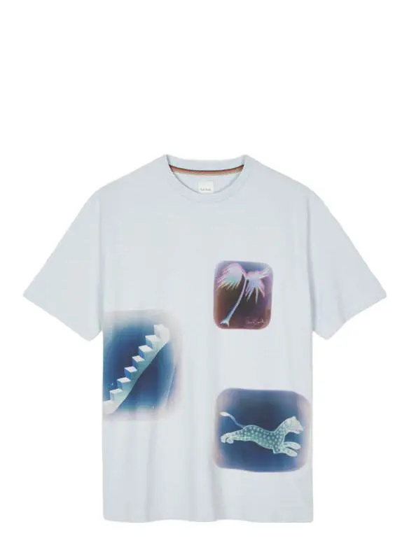 Paul Smith Light 'lumiere' Placet Print T-shirt - Blue