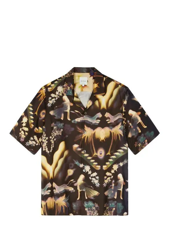 Paul Smith Lumiere' Print Lyocell Short-sleeve Shirt - Black
