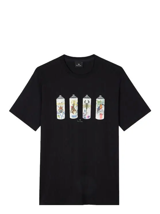 Paul Smith Spray Cans' Print T-shirt - Black