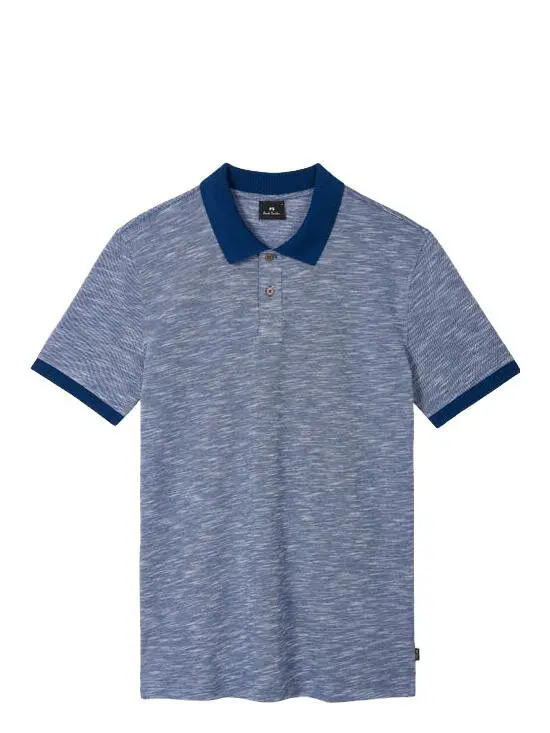 Paul Smith Organic Cotton Navy Marl Polo Shirt - Blue