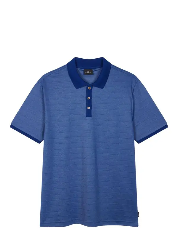 Paul Smith Cotton-blend Textured Polo Shirt - Blue