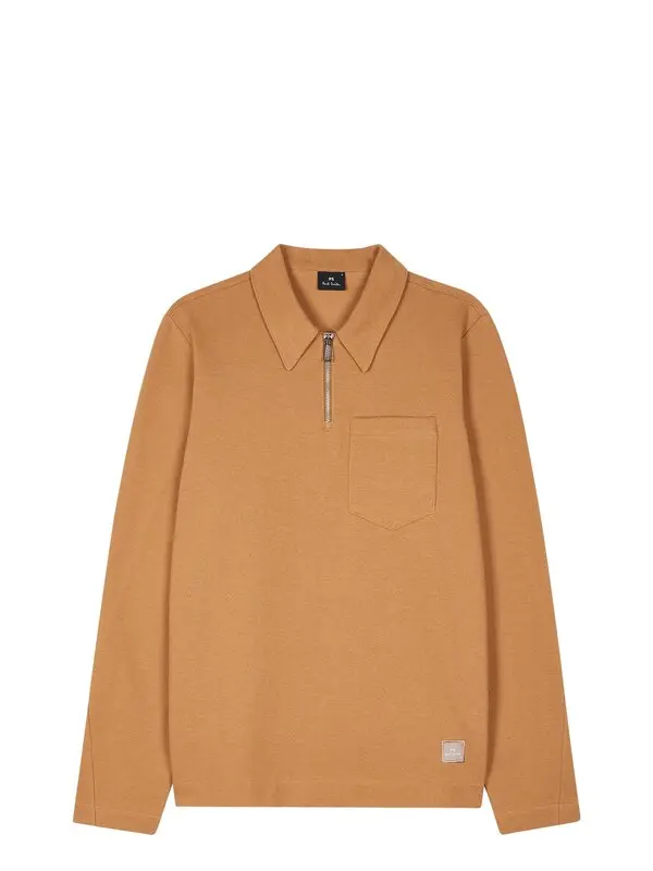 Paul Smith Cotton-linen Zip-neck Sweatshirt - Brown