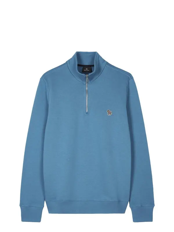 Paul Smith Zebra Logo Zip-neck Sweatshirt - Blue