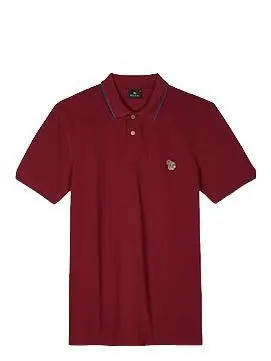 Paul Smith Slim-fit Burgundy Zebra Logo Polo Shirt With Contrast Tipping - Red