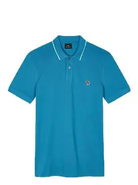Paul Smith Slim-fit Blue Zebra Logo Polo Shirt With Contrast Tipping - Green