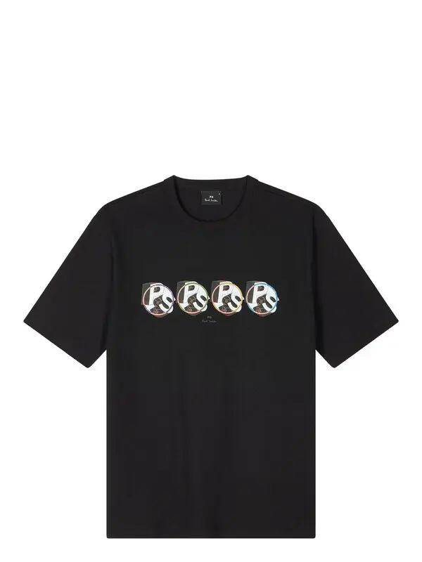 Paul Smith Ps Circle Logo' Print T-shirt - Black