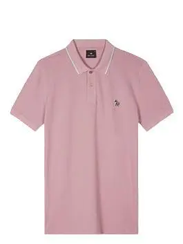 Paul Smith Slim-fit Powder Pink Zebra Logo Polo Shirt With Blue Tipping - Purple
