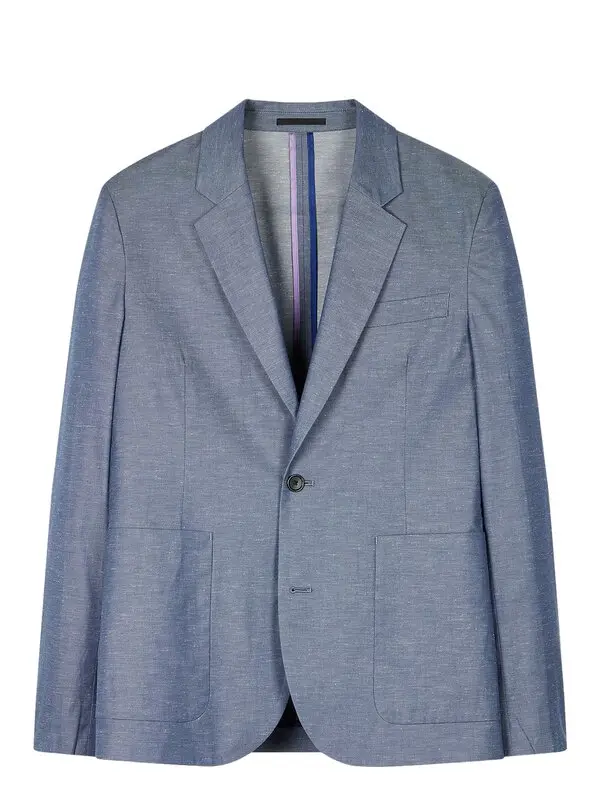 Paul Smith Light Slub Cotton-blend Unlined Blazer - Blue