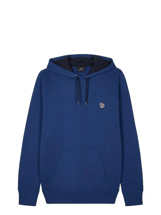 Paul Smith Royal Zebra Logo Organic Cotton Hoodie - Blue