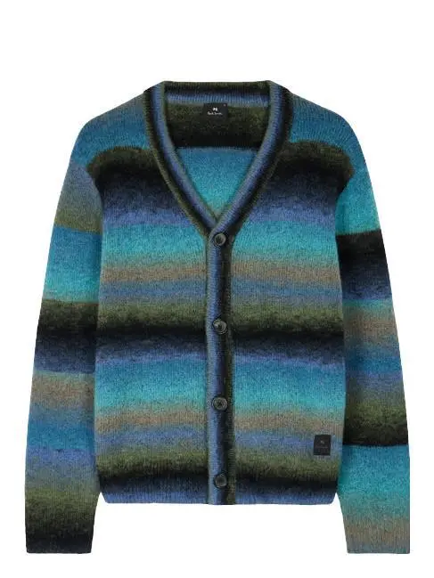 Paul Smith Faded Stripe Merino Wool-blend Cardigan - Green
