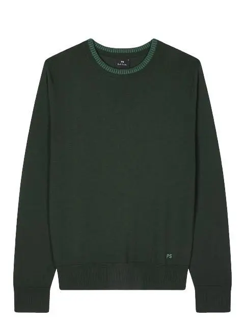 Paul Smith Contrast-collar Merino Wool Sweater - Green