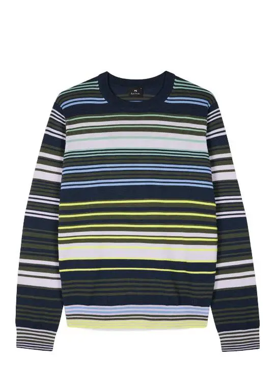 Paul Smith Multi-stripe Merino Wool Sweater - Blue