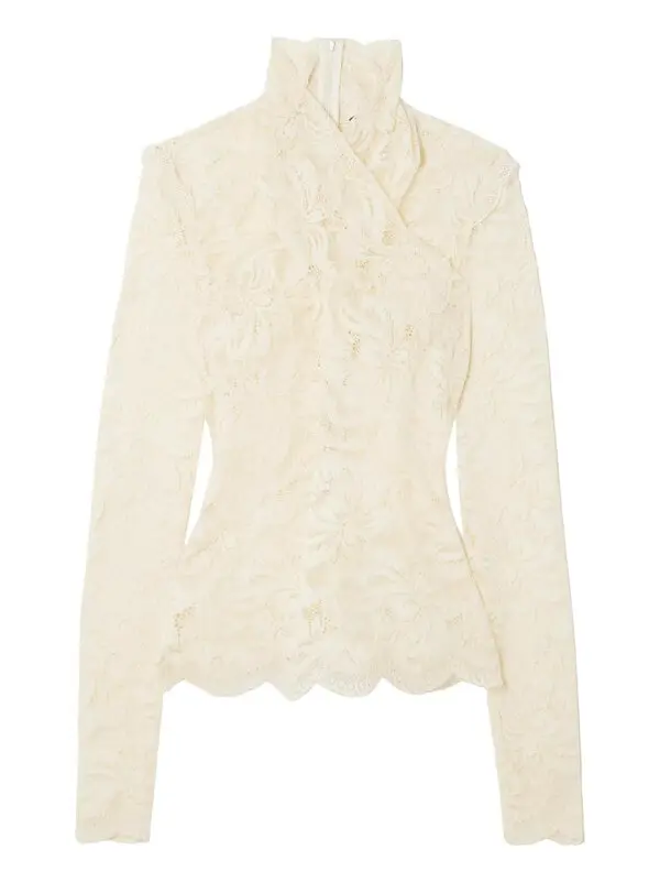 Rabanne Draped Stretch-lace Top - Neutrals