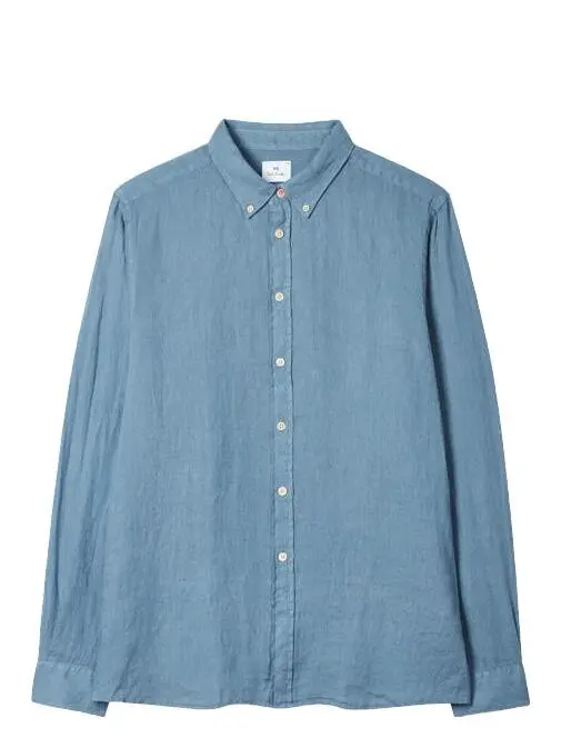 Paul Smith Linen Button-down Collar Shirt - Blue