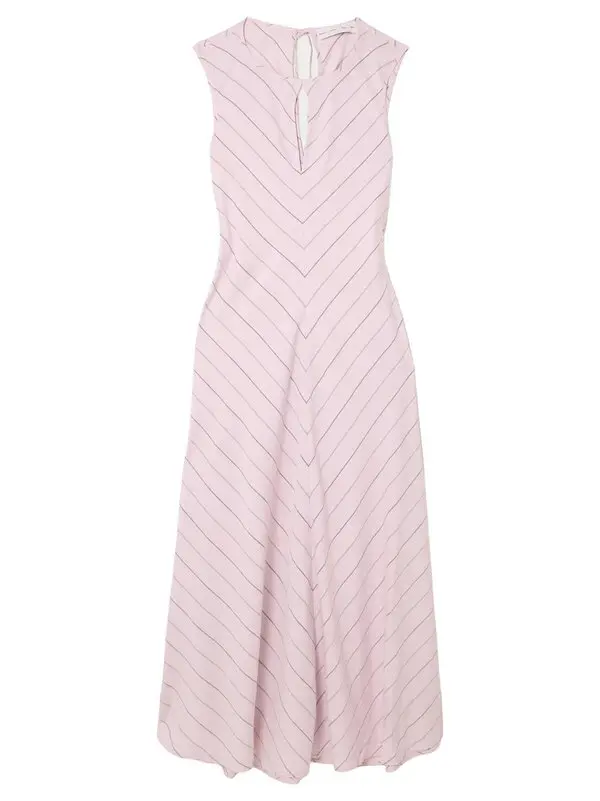 Proenza Schouler White Label Jessi Striped Woven Midi Dress With Cutout - Pink