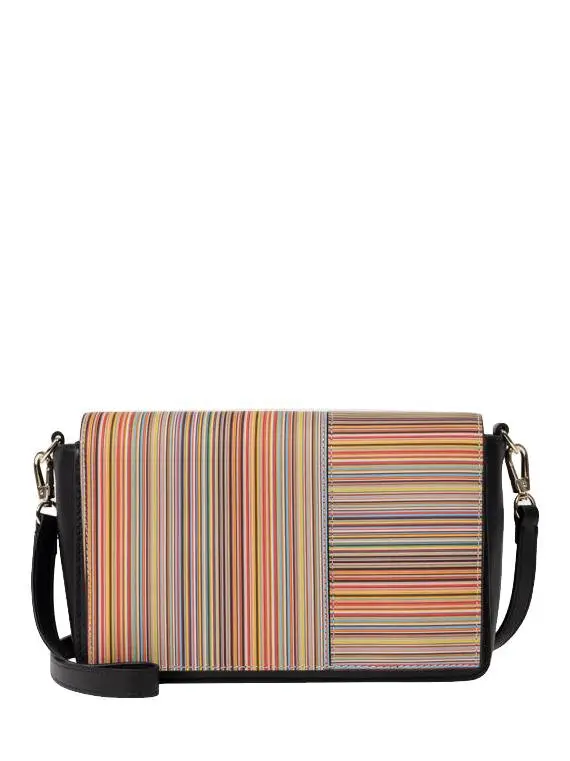 Paul Smith Leather 'signature Stripe' Flap Crossbody Bag - Multicolour