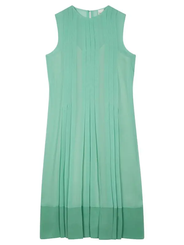 Paul Smith Silk Pin Tuck Dress - Green