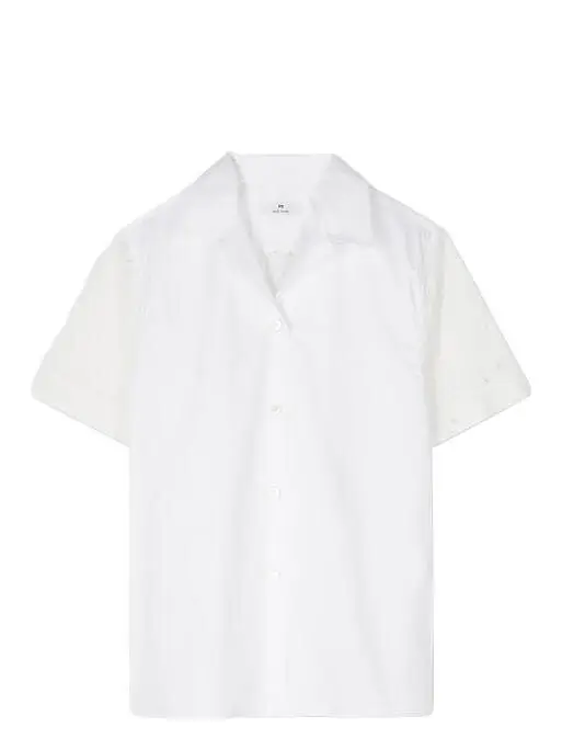 Paul Smith Cotton Broderie Panel Shirt - White