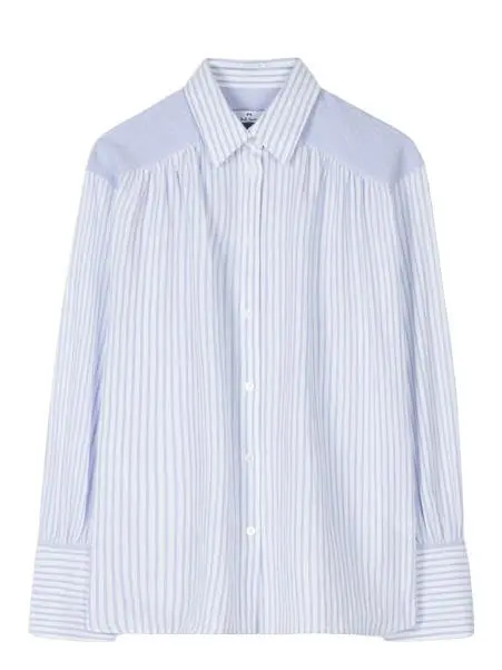 Paul Smith Cotton-blend Pinstripe Seersucker Blouse - White