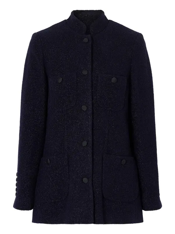 LIBEROWE Raja Metallic Wool-blend Bouclé-tweed Jacket - Blue