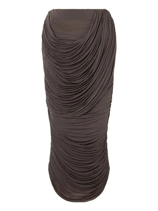 Magda Butrym Ruched Jersey Midi Skirt - Brown