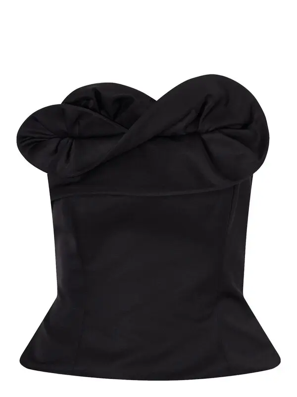 Magda Butrym Ruffled Wool And Silk-blend Corset Top - Black