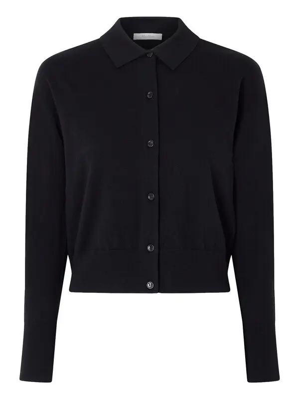 Max Mara Cropped Wool-blend Cardigan - Black
