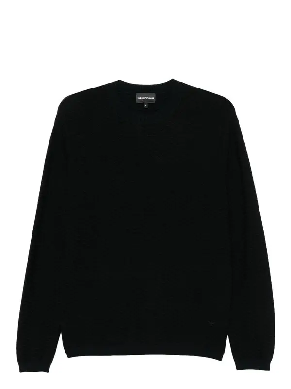 Emporio Armani Wool Blend Crewneck Sweater - Blue
