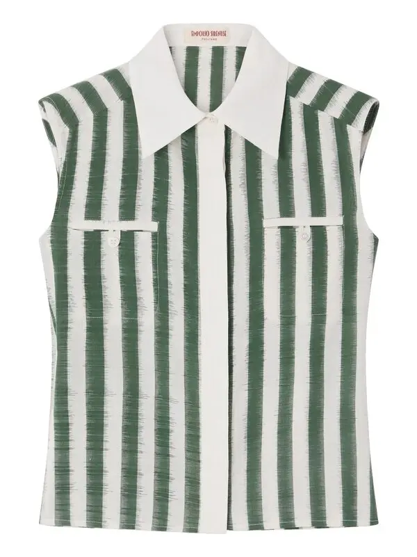 EMPORIO SIRENUSE Ylena Ikat Striped Shirt - Green