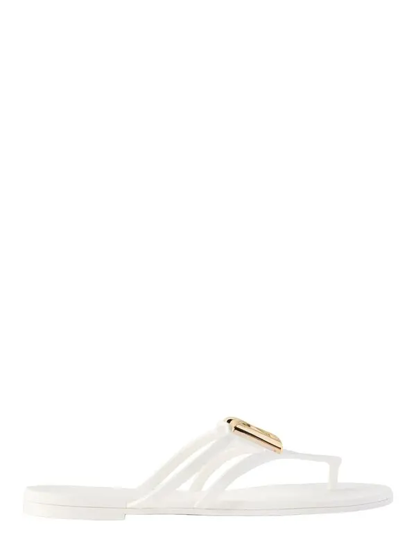 Dolce & Gabbana Embellished Rubber Flip Flops - White