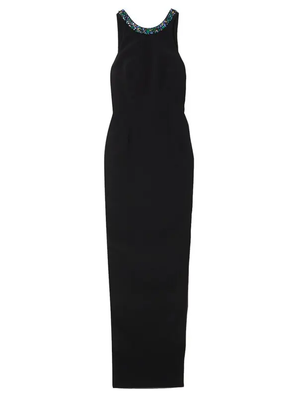 Balmain Open-back Crystal-embellished Crepe Gown - Black
