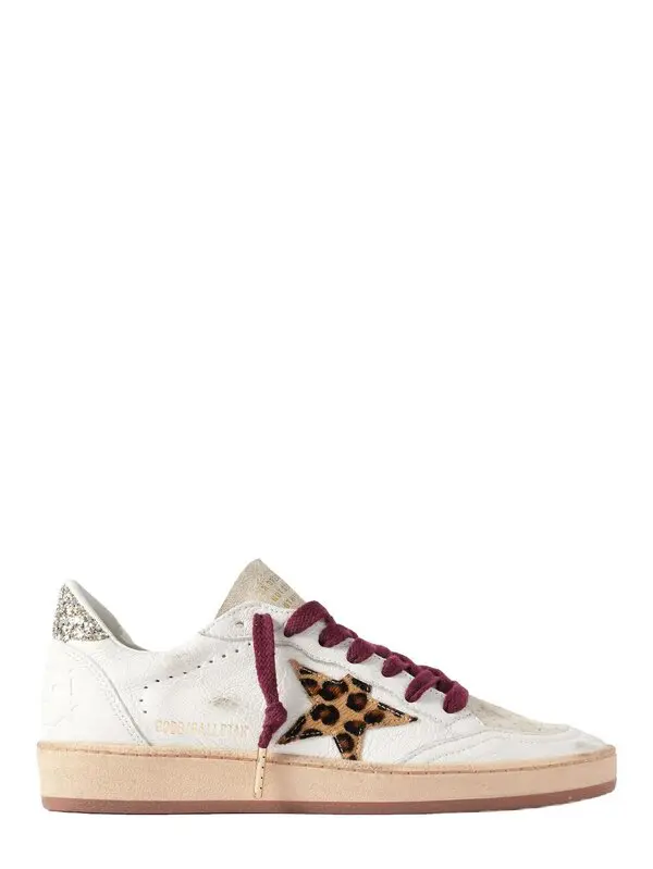 GOLDEN GOOSE Ball Star Distressed Leather Sneakers - White
