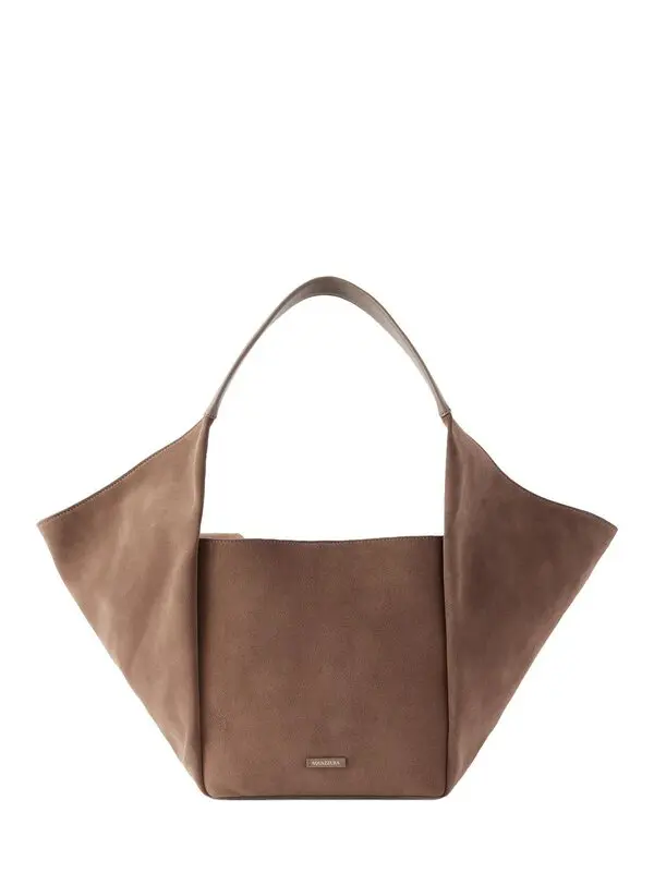 AQUAZZURA Voltaire Leather-trimmed Suede Tote - Brown