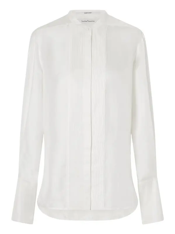 Another Tomorrow Tuxedo Silk-twill Shirt - White