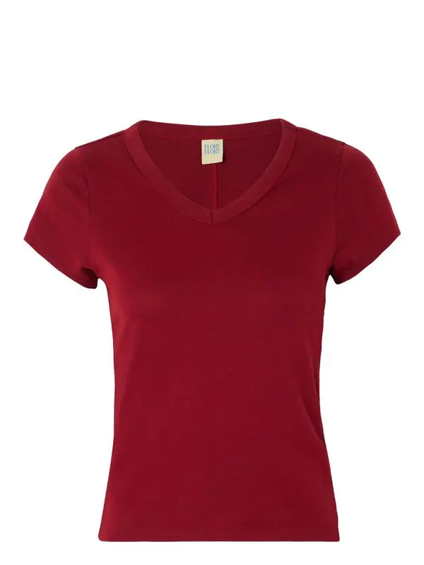 FLORE FLORE Jill Baby Organic Cotton-jersey T-shirt - Burgundy