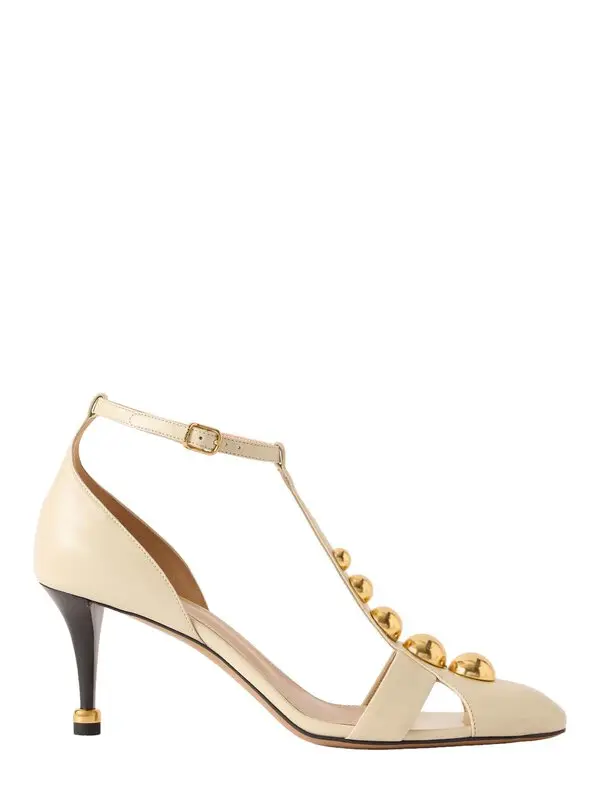 Chloé Cleiat Embellished Leather Pumps - Ivory