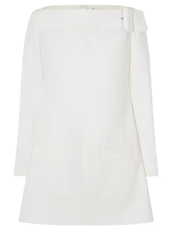 COURREGES Buckled Crepe Mini Dress - White