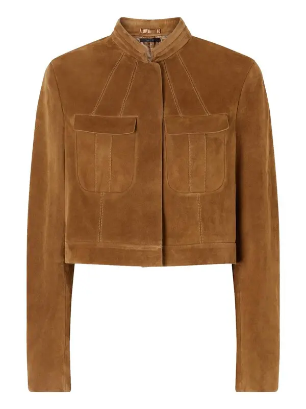 TOM FORD Cropped Suede Jacket - Brown