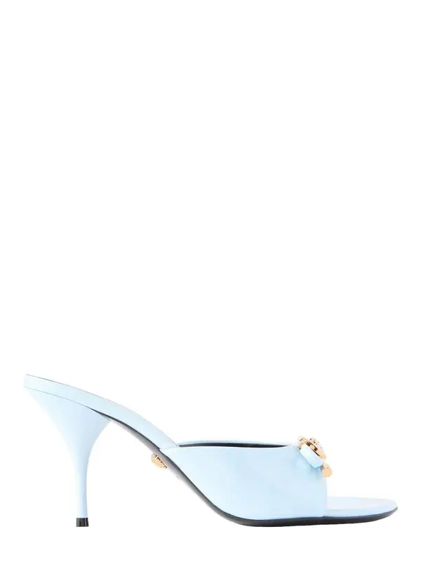 Versace Opera Embellished Patent-leather Mules - Light Blue