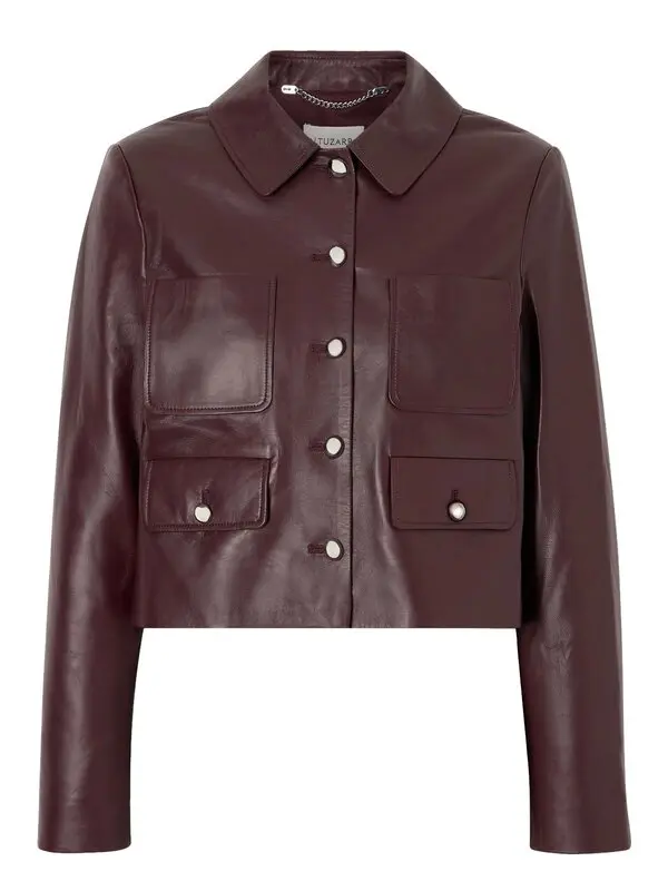 Altuzarra Astley Cropped Leather Jacket - Burgundy
