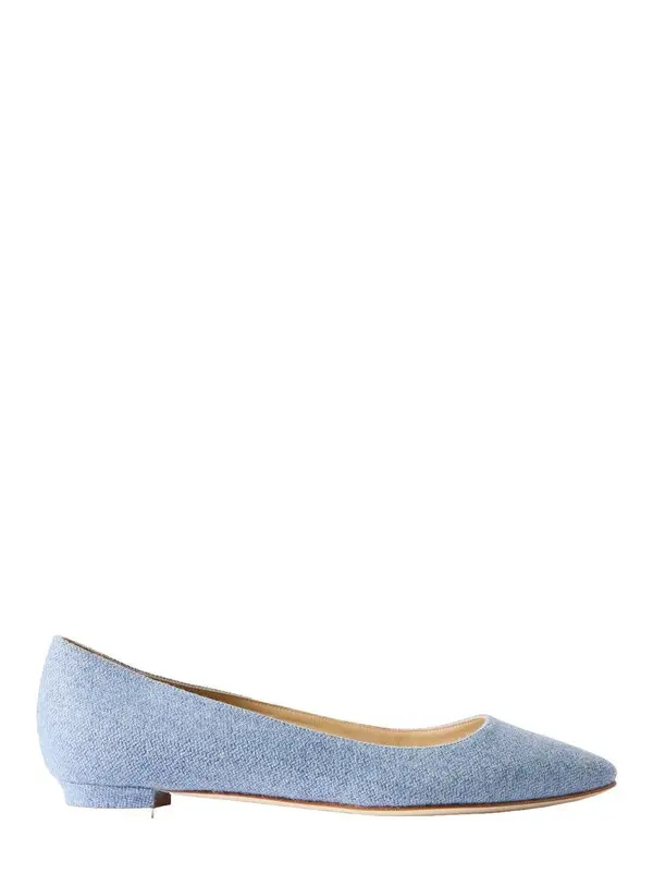 Manolo Blahnik Tweed Ballerina Flats - Blue