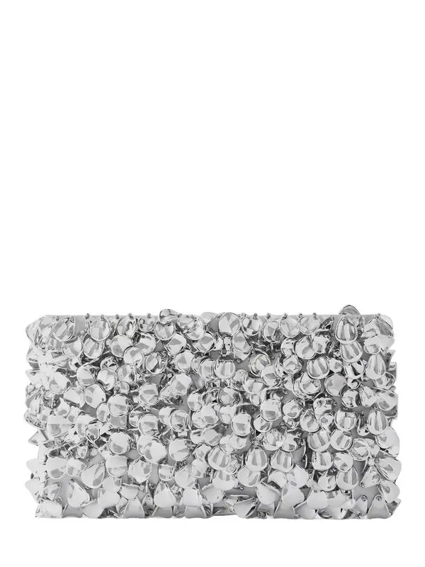 Simkhai Reese Beaded Metallic Satin Clutch - Silver