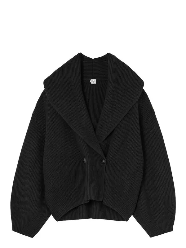 TOTEME Oversized Ribbed Wool Cardigan - Black