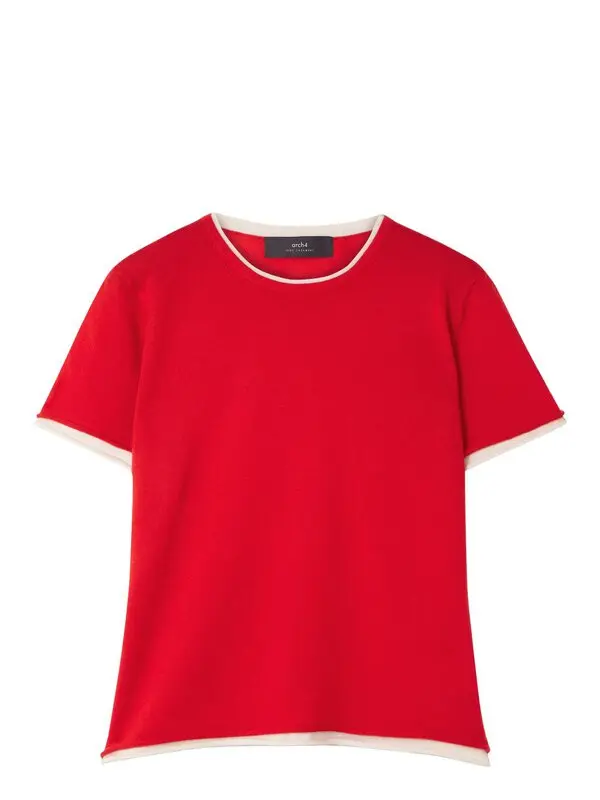 Arch4 Selcombe Two-tone Organic Cashmere Top - Red